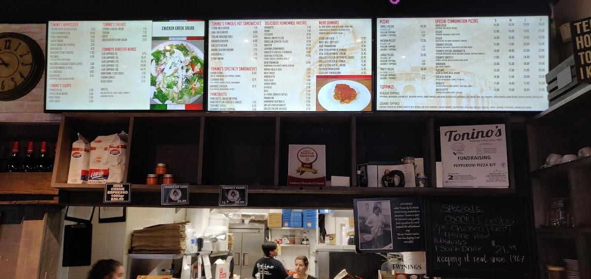 Menu at Tonino's Pizzeria & Panini, Brampton