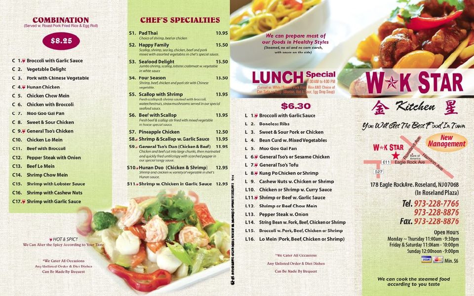 Carta del restaurante Wok Star Kitchen, Roseland