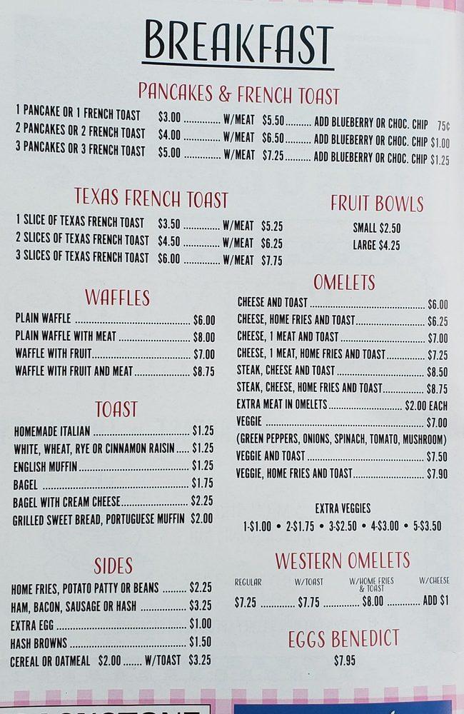 Menu at Bettys restaurant, Blackstone