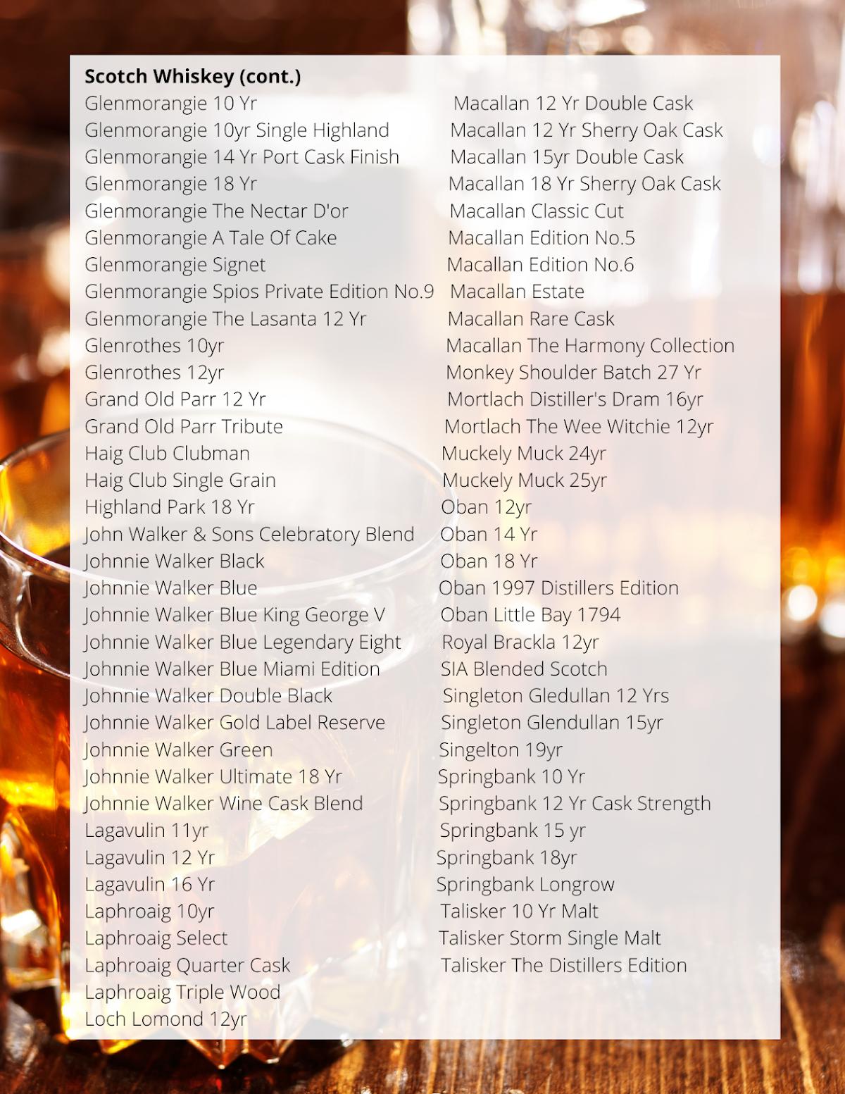 Menu at City Cigar Lounge pub & bar, Miami