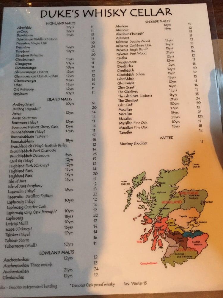Menu at Duke Of Perth pub & bar, Chicago