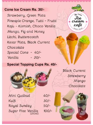 Menu at My Town cafe, Sagar