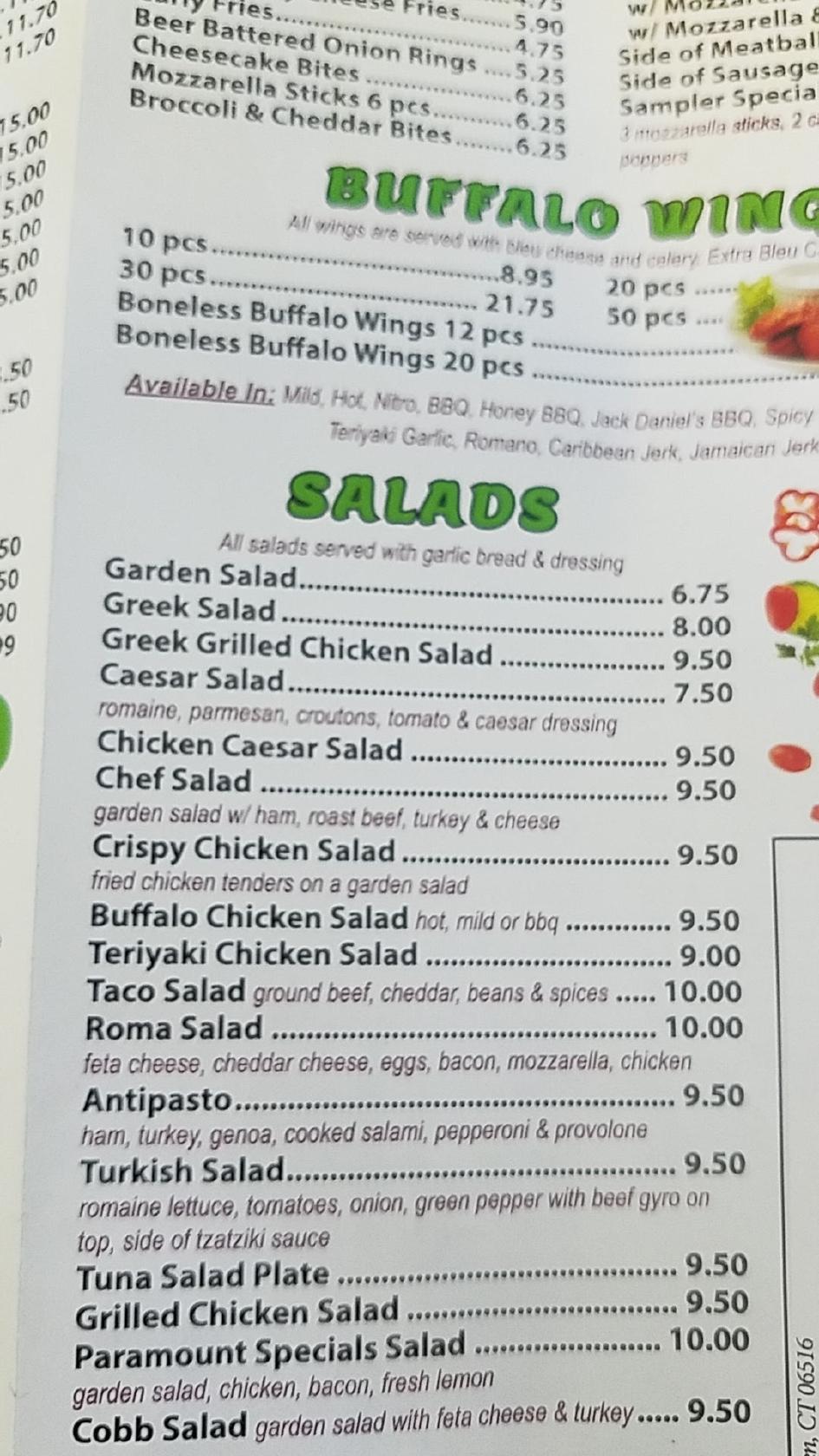 Menu at Paramount Pizza 3 pizzeria, Palmer