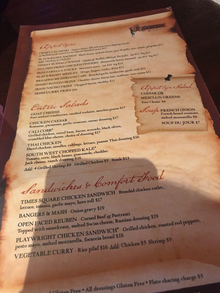 Menu at Playwright pub & bar, West New York, 202 W 49th St
