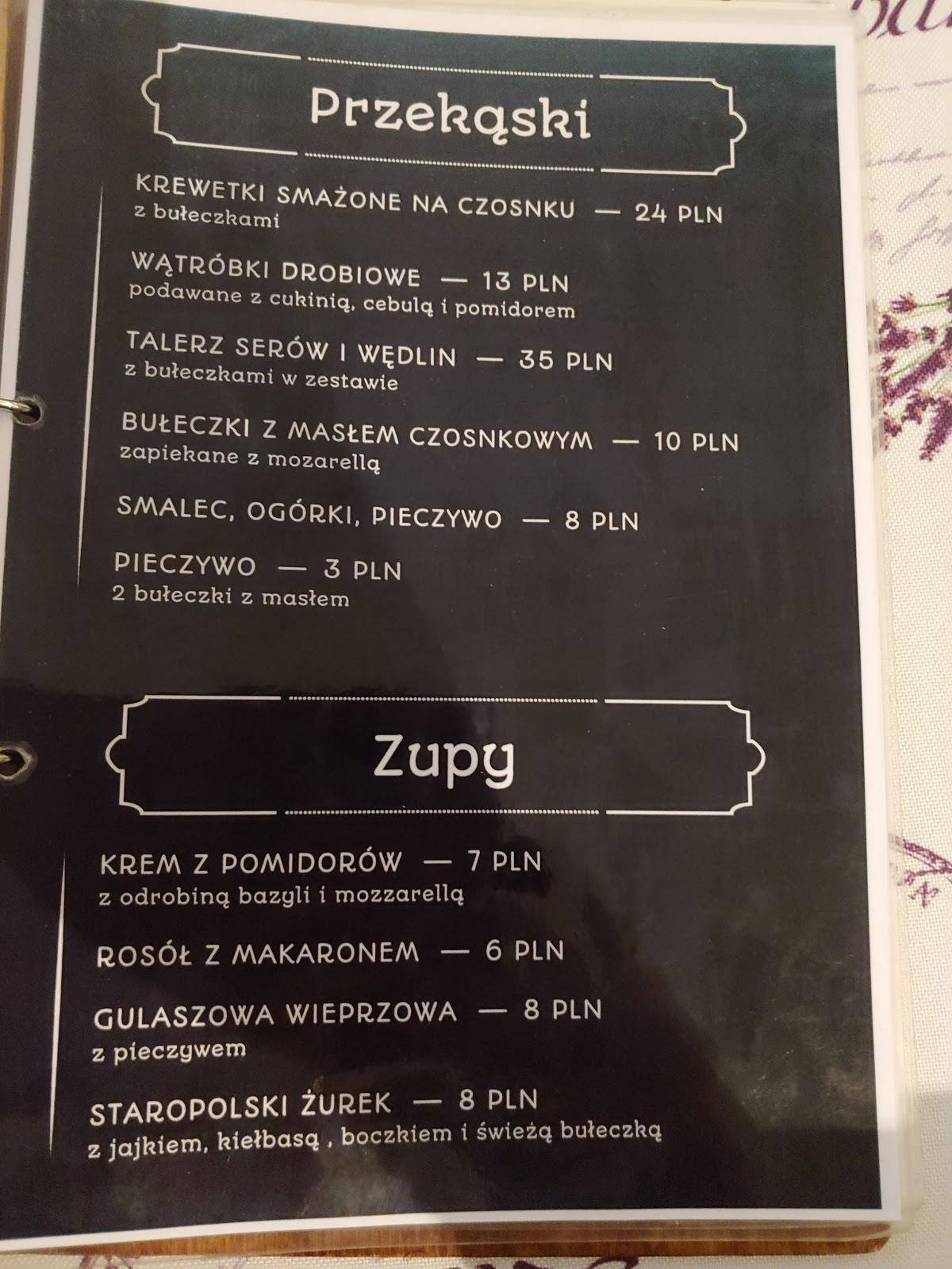 Menu at Podkowa restaurant, Wronki