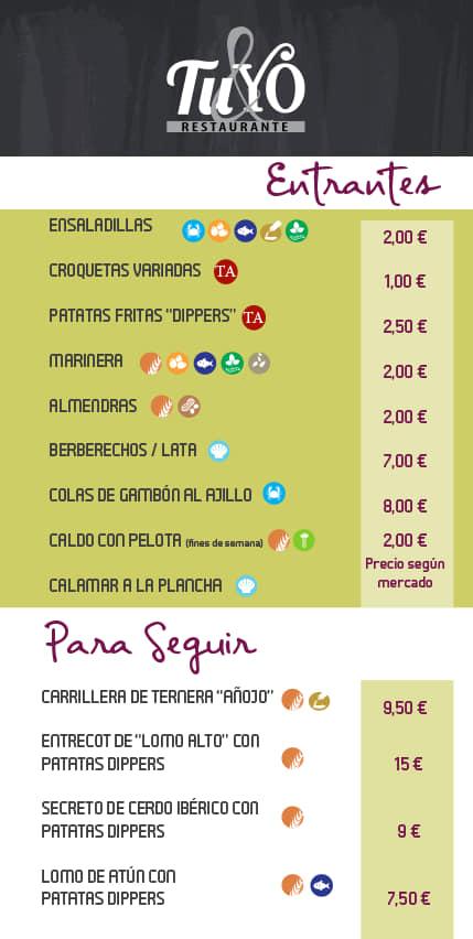 Menu at Restaurante Tu&Yo, Bigastro