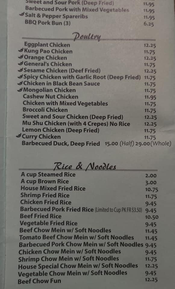 Menu at Lai Lai Chinese Restaurant, Mount Shasta