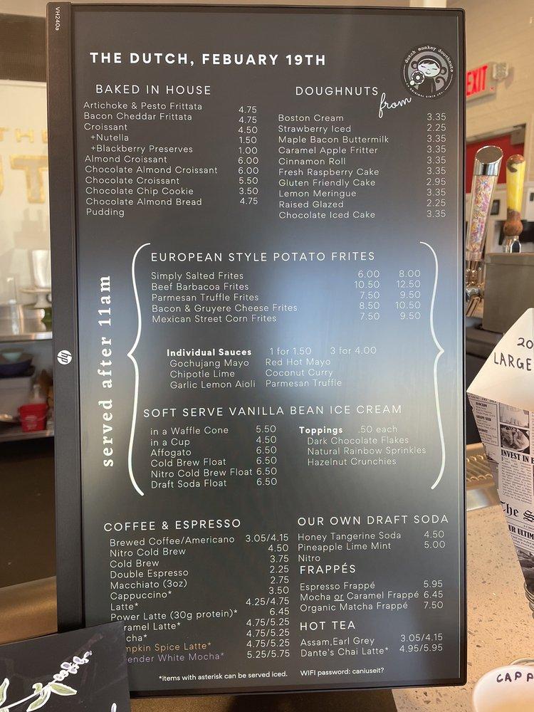 Menu at The Dutch fast food, Johns Creek