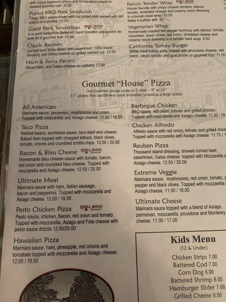 Menu at The Grill House steakhouse, Allegan, 32nd St