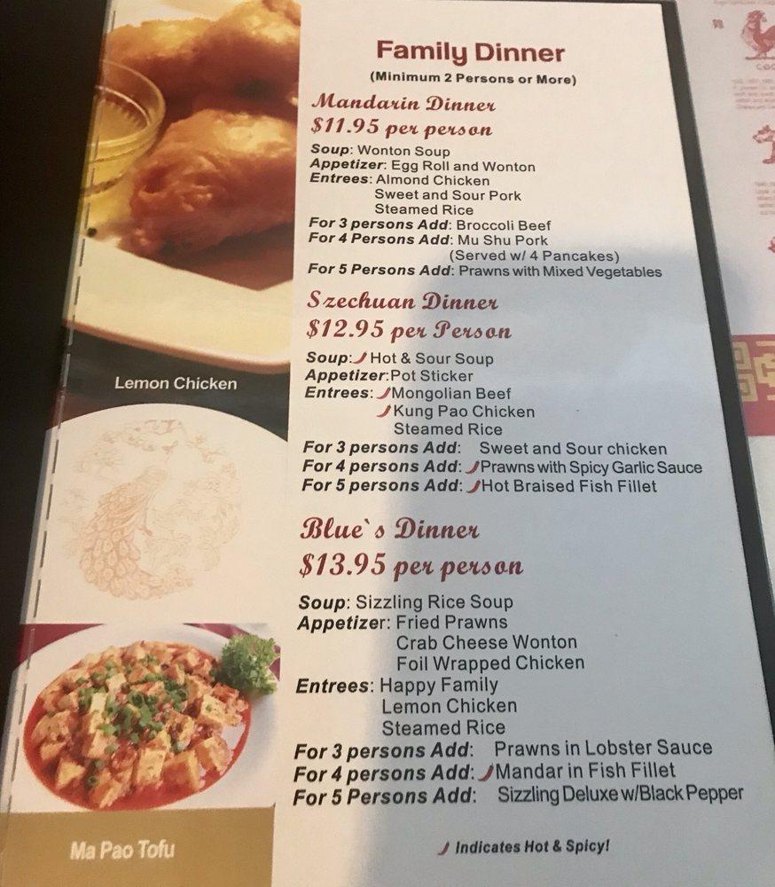Carta de Blue Sky Chinese Restaurant, Carmichael