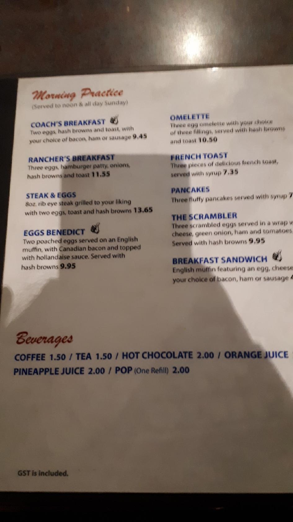 Menu at Coach's Corner Sports Bar &Grill, Morinville