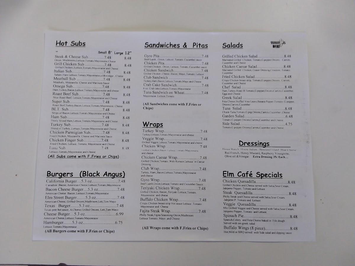 Menu at Elm Street Cafe & Grill, High Point