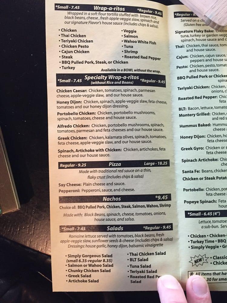 Menu at Flavors Eatery restaurant, Dayton, 865 E Franklin St