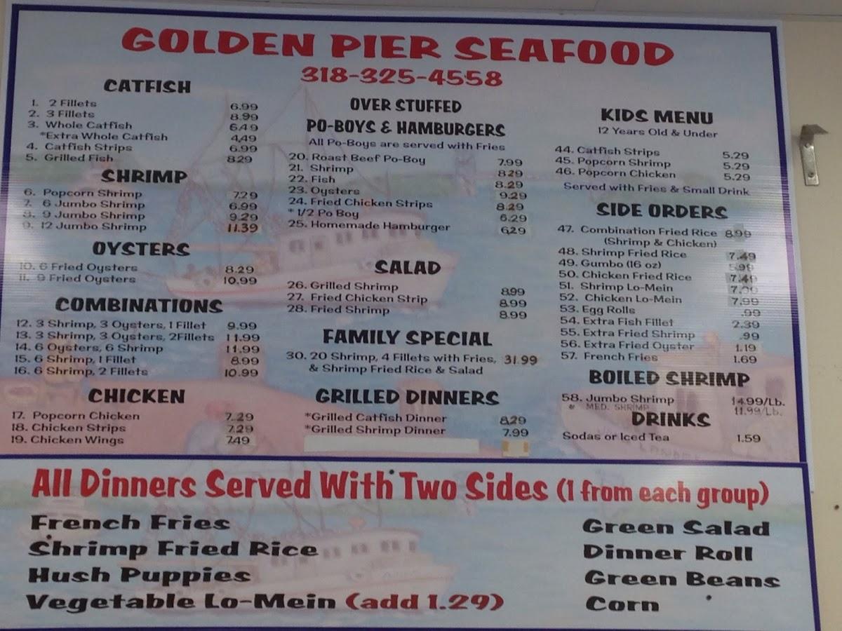 Menu at Golden Pier Seafood restaurant, West Monroe