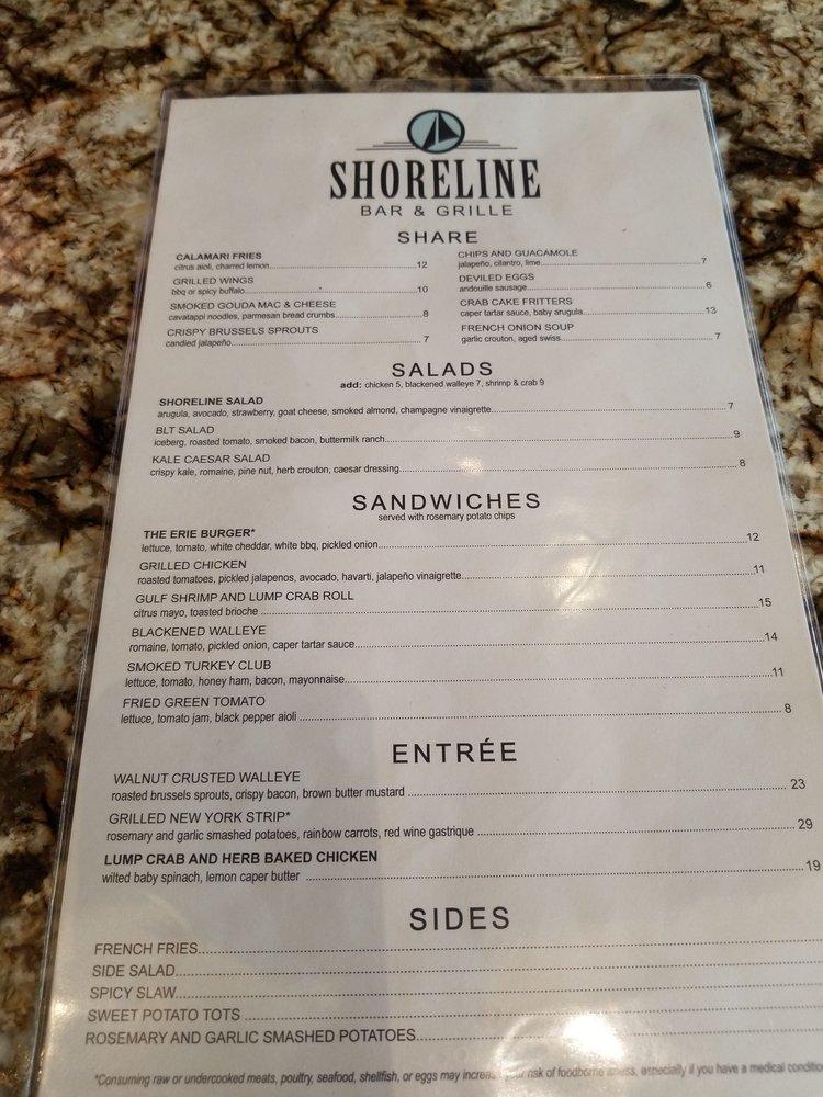 Menu at Shoreline Bar & Grille, Erie