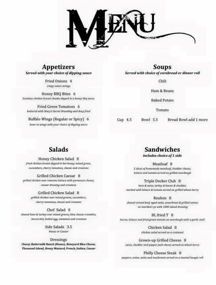 Menu at Stacy's Place restaurant, Edmond, 251 E Waterloo Rd