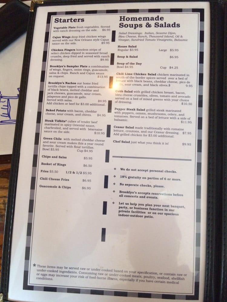 Menu at The Original Brooklyn's pub & bar, Denver, W Colfax Ave