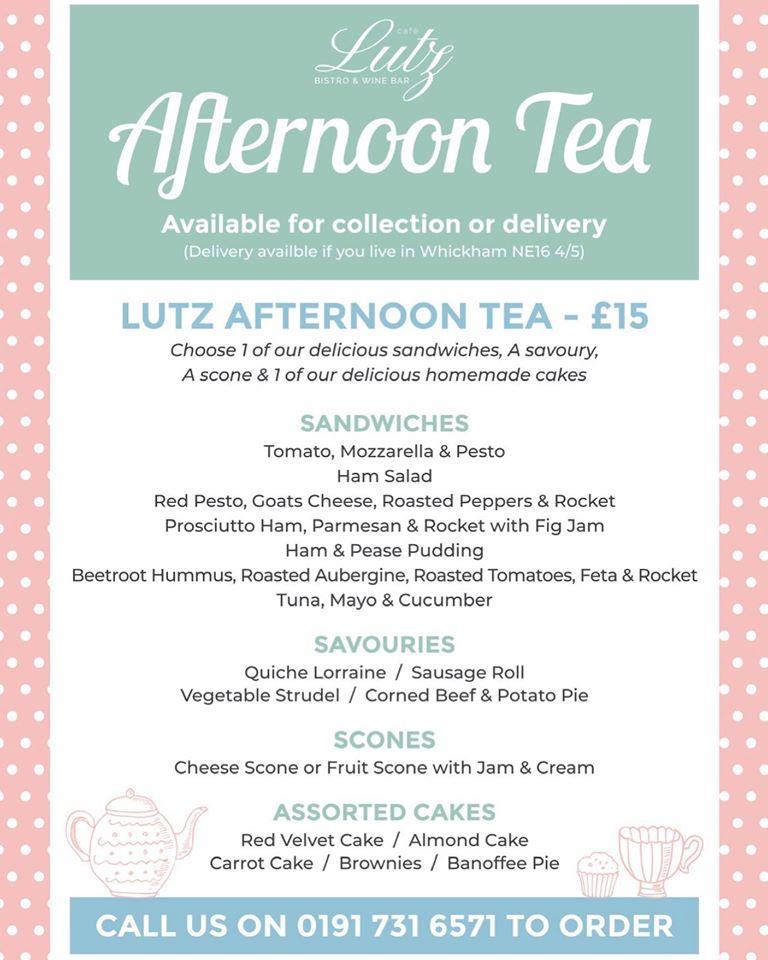 Menu at Café Lutz cafe, Newcastle upon Tyne