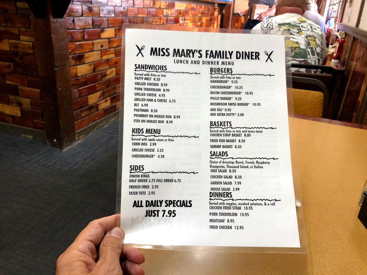Menu at Miss Mary's Family Diner restaurant, Theodosia