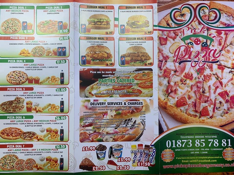 Menu at Pick A Pizza pizzeria, Abergavenny