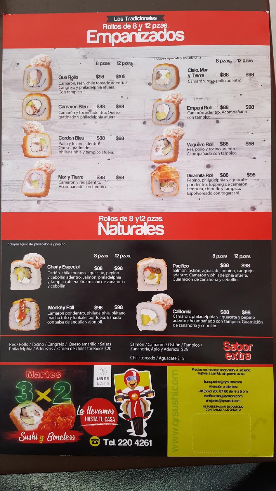 Carta del restaurante Que Rollo Sushi Pilares, Hermosillo, Blvd ...