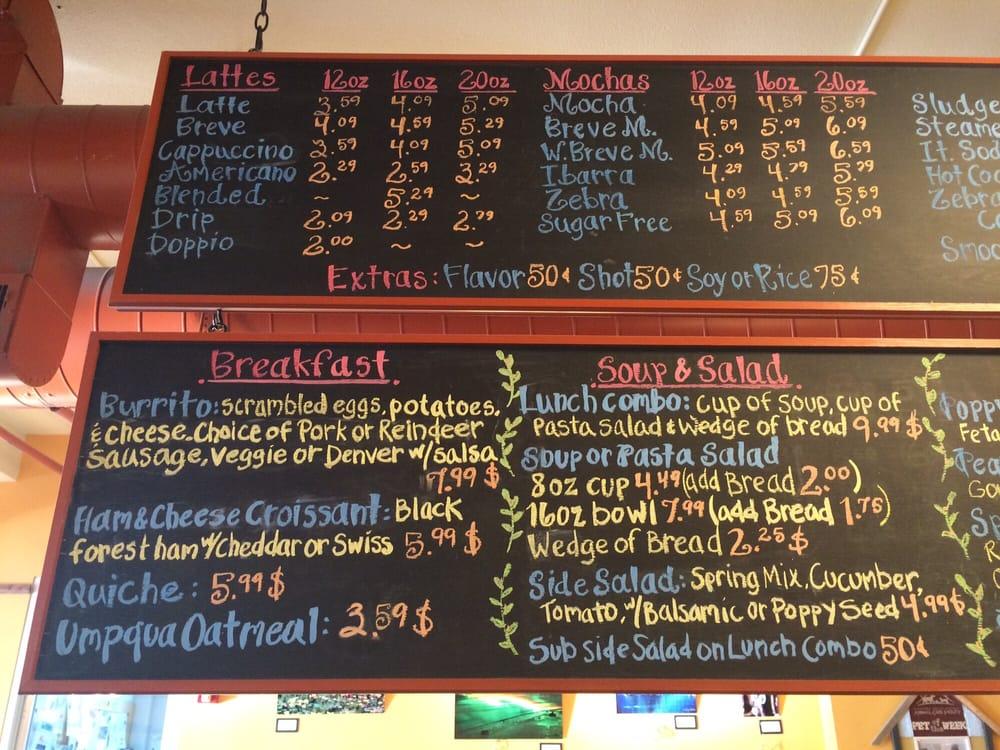 Menu at Vagabond Blues cafe, Palmer