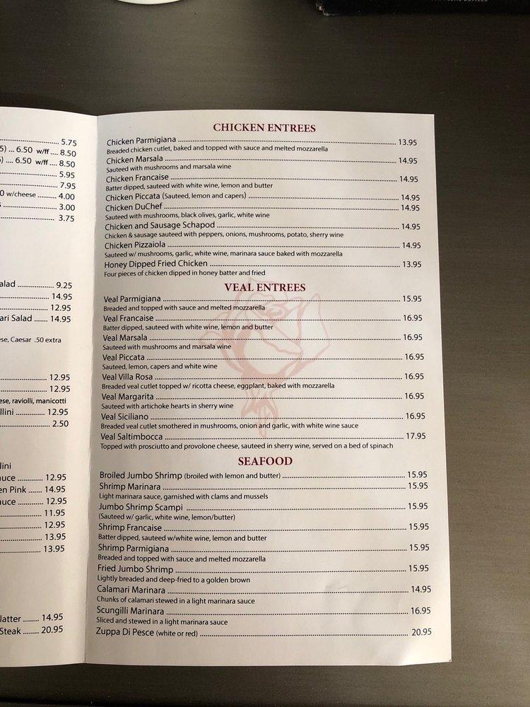 Menu at Villa Rosa Restaurant, Hawthorne