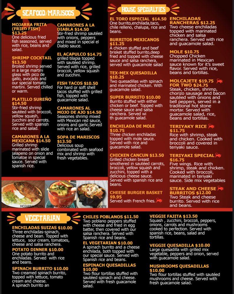 Menu at El Toro Bar & Grill, Orangeburg