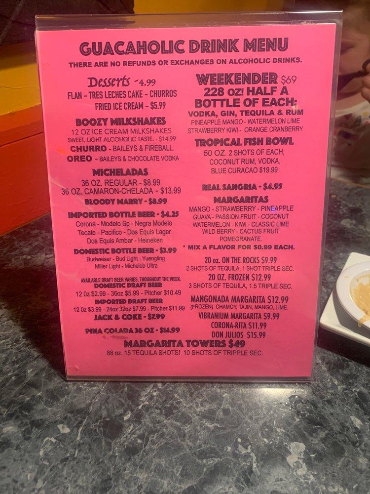 Menu at Guacaholic Mexican Grill And Bar, Spring Lake