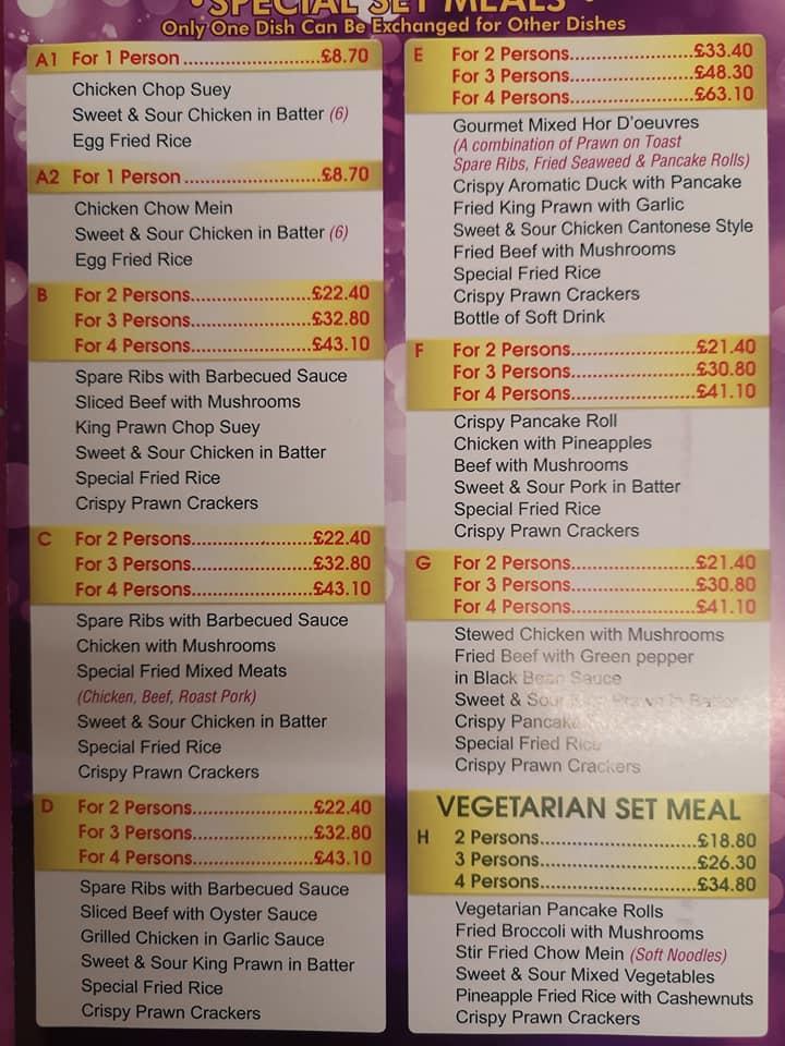 Menu at Hong Kong Chef restaurant, Braintree