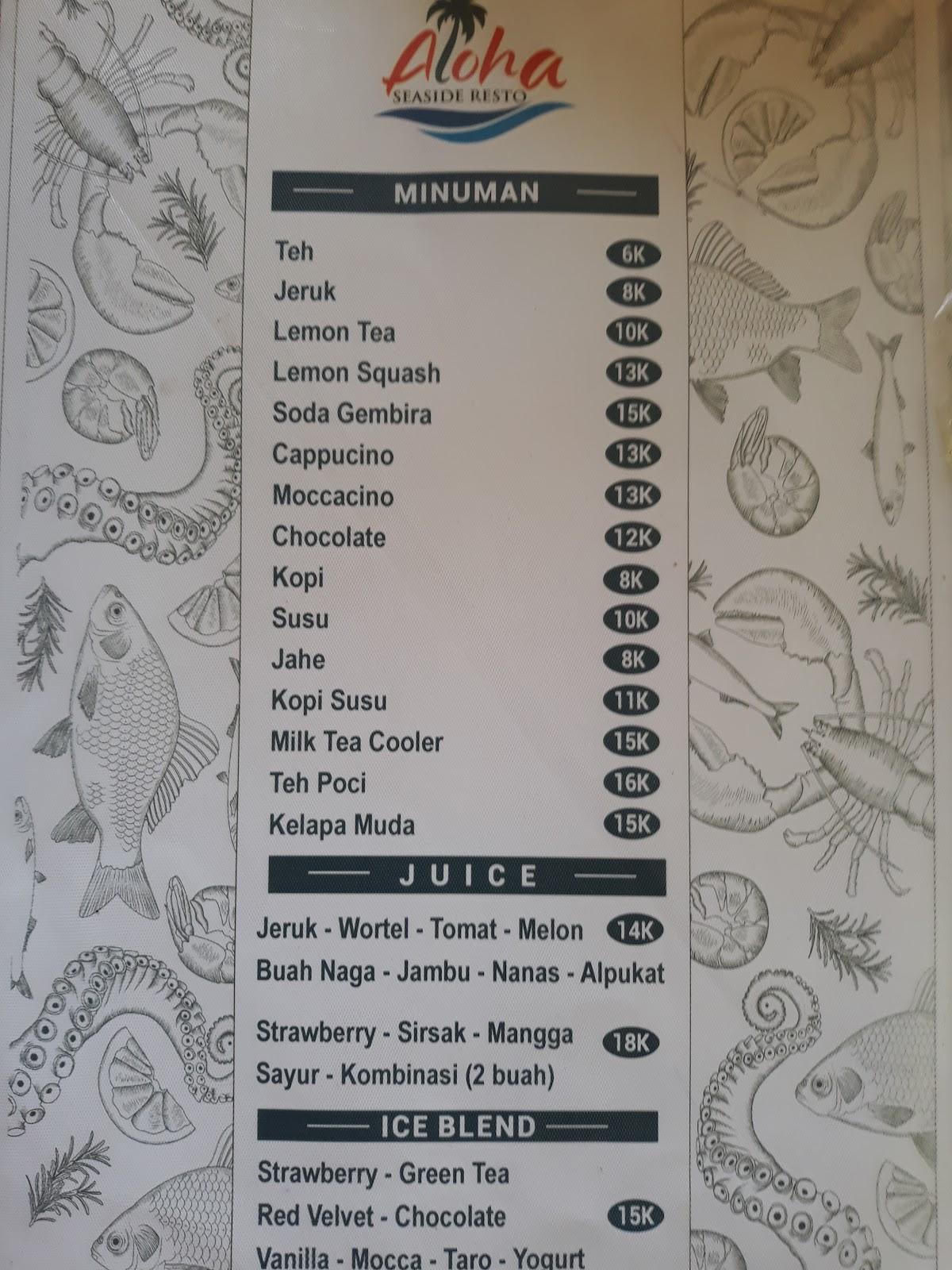 Menu at ALOHA Seaside Resto restaurant, Batang