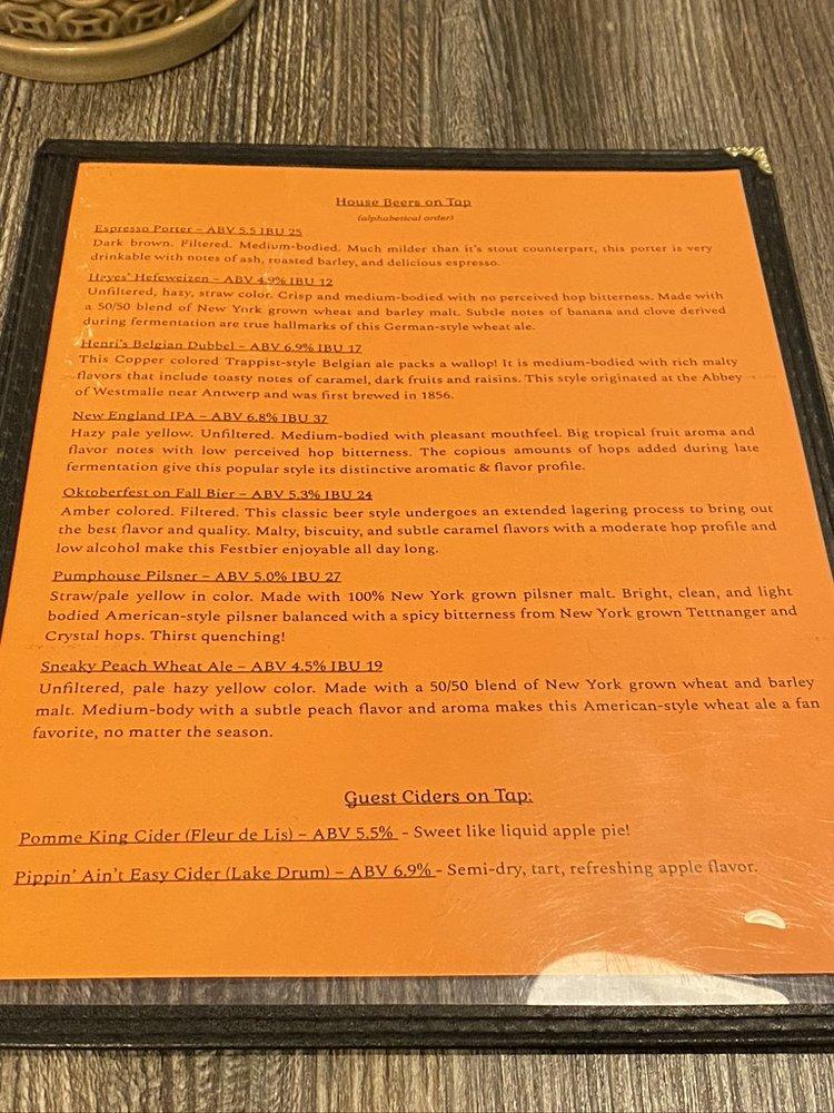 Menu at Fall Street Brewing pub & bar, Seneca Falls