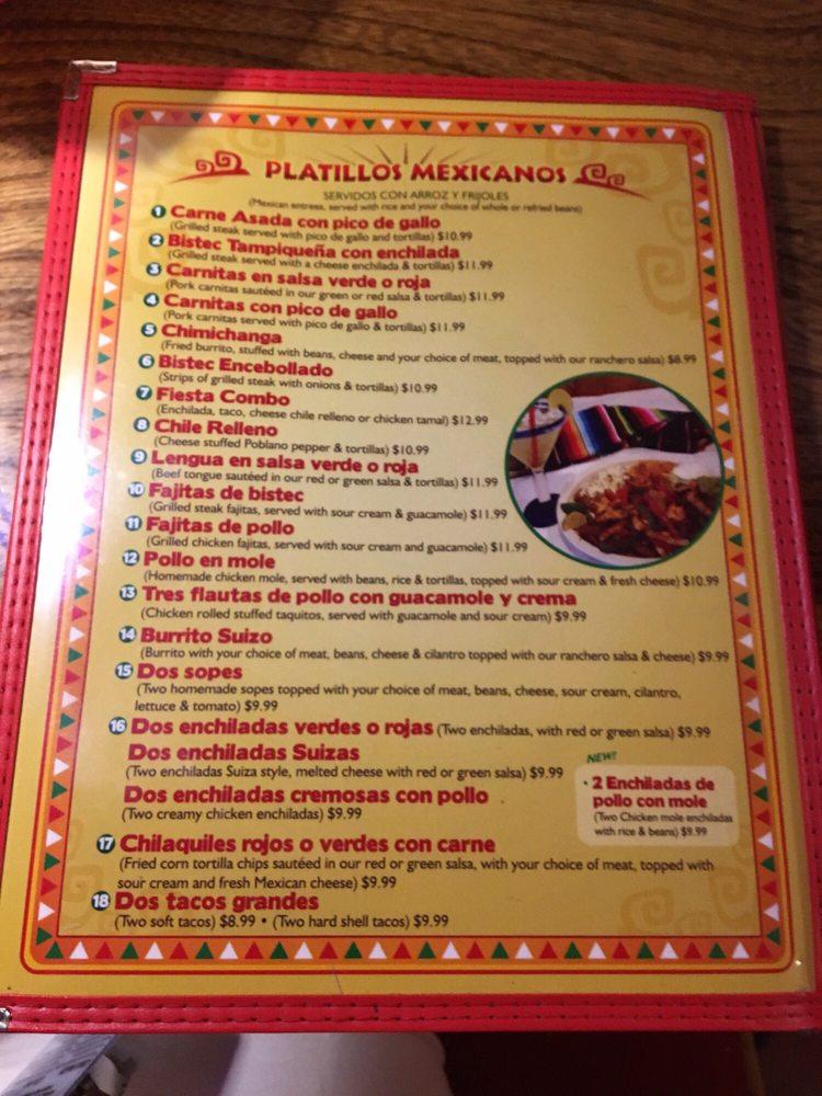 Menu at Fiesta Méxicana restaurant, Reno, Stead Blvd Suite 12
