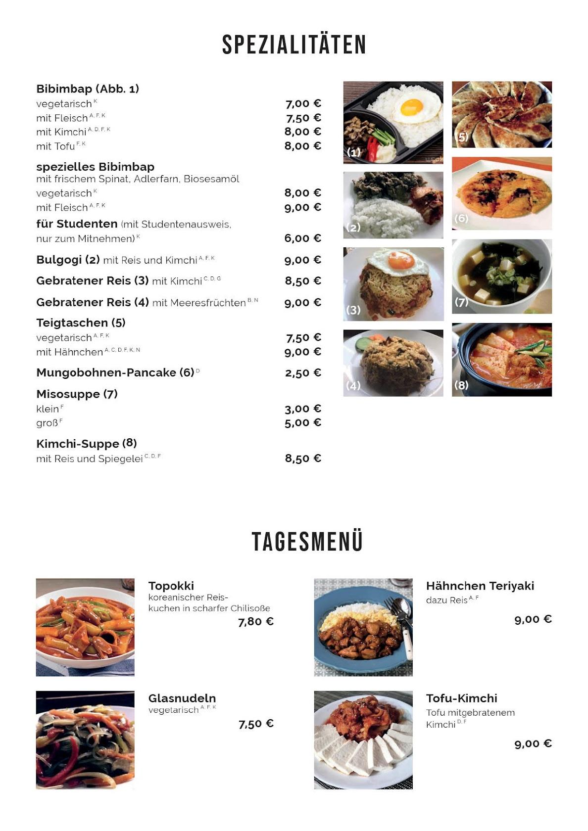Speisekarte von Koy Leipzig - Koreanischer Imbiss im Musikviertel ...