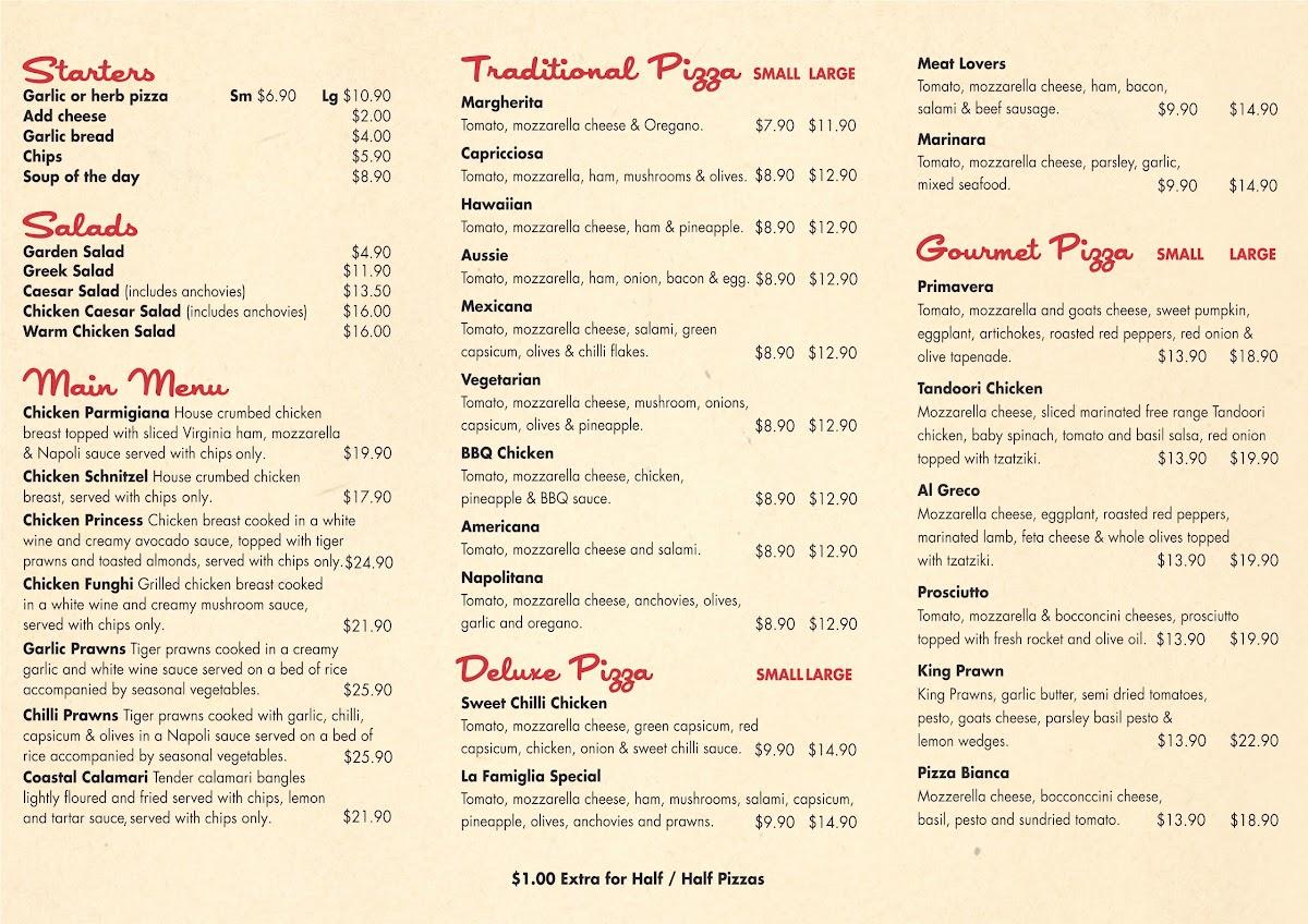 Menu at La Famiglia Italian Restaurant, Epping, Shop 11/175 Cooper St