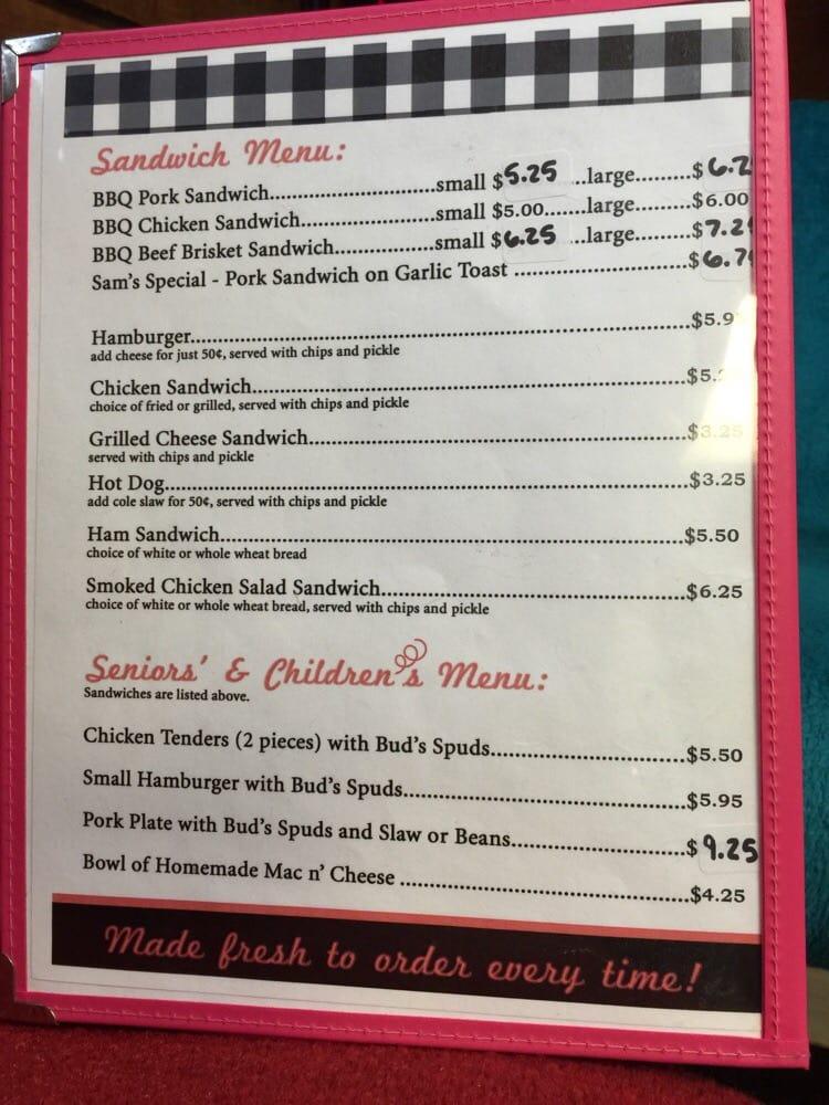 Menu at The Pink Pig BBQ, Cherry Log, 824 Cherry Log St
