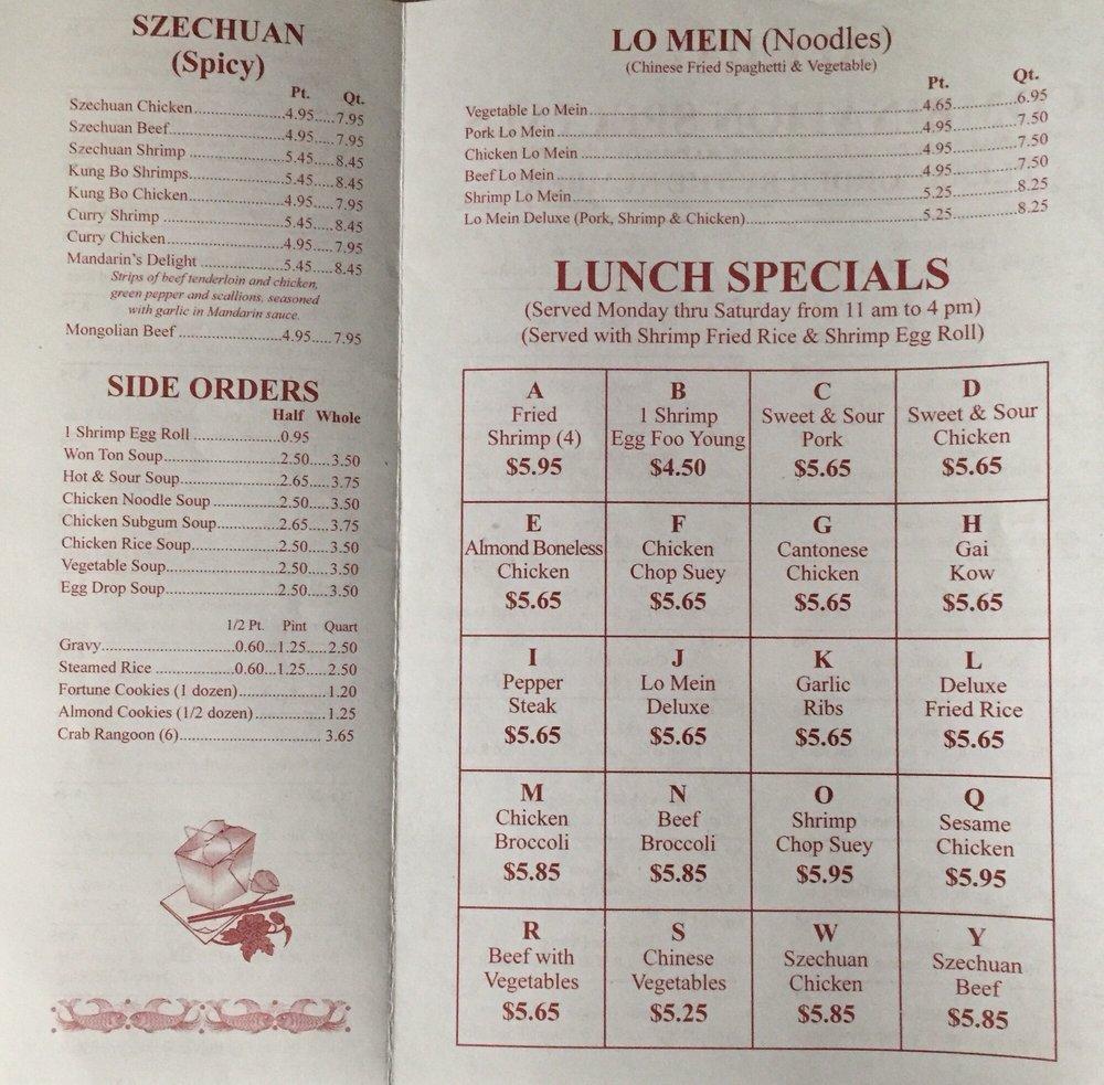 Menu at Kwong Village restaurant, Detroit