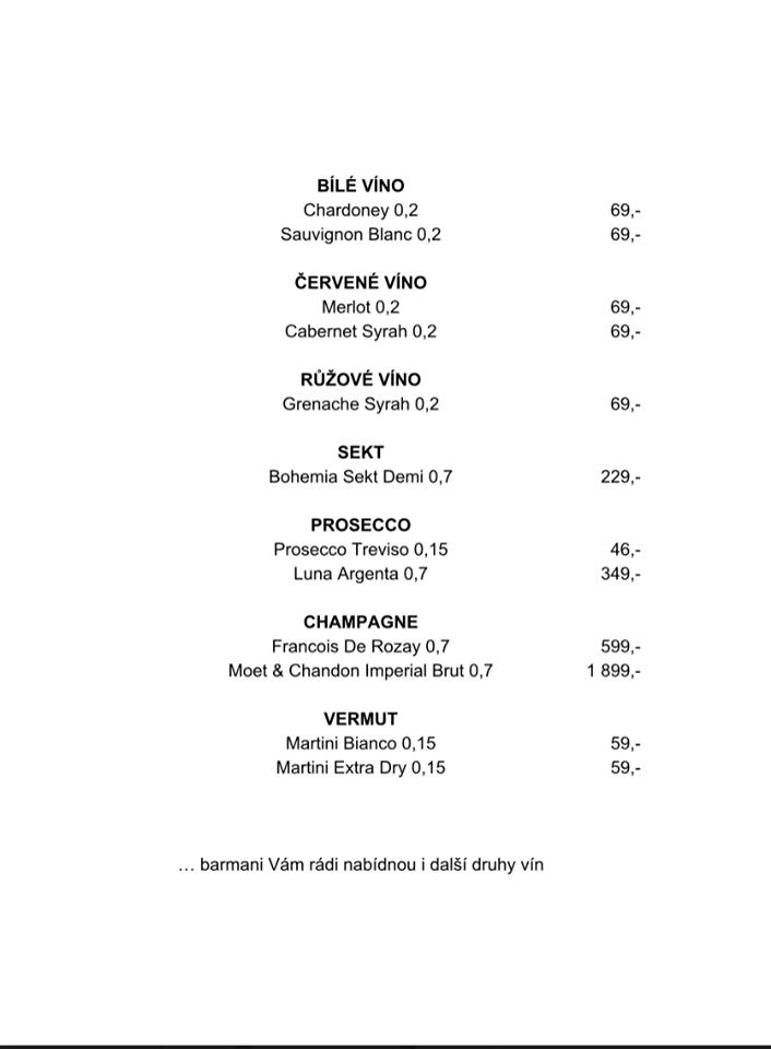 Menu at MM Cafe, Prague