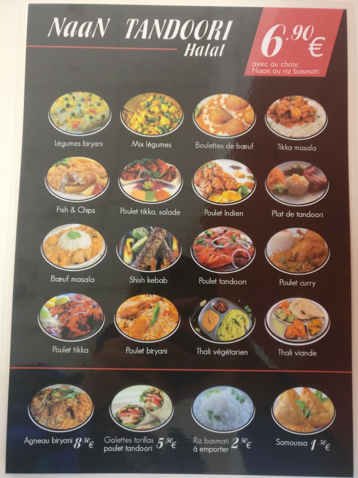 Menu at NaaN Tandoori kebab, Tarbes