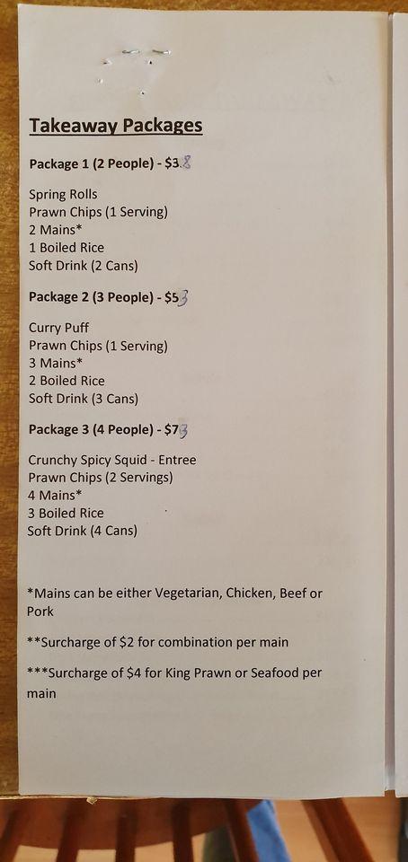 Menu at Nha Trang Vietnamese Restaurant, Fairy Meadow