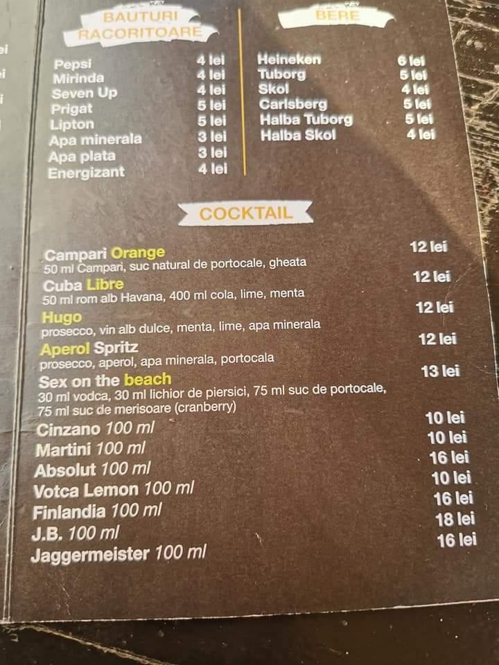 Menu at Pizzeria Vlada, Romania