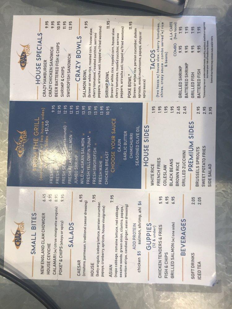 Menu at Crazy Fish Grill - San Pedro restaurant, Los Angeles