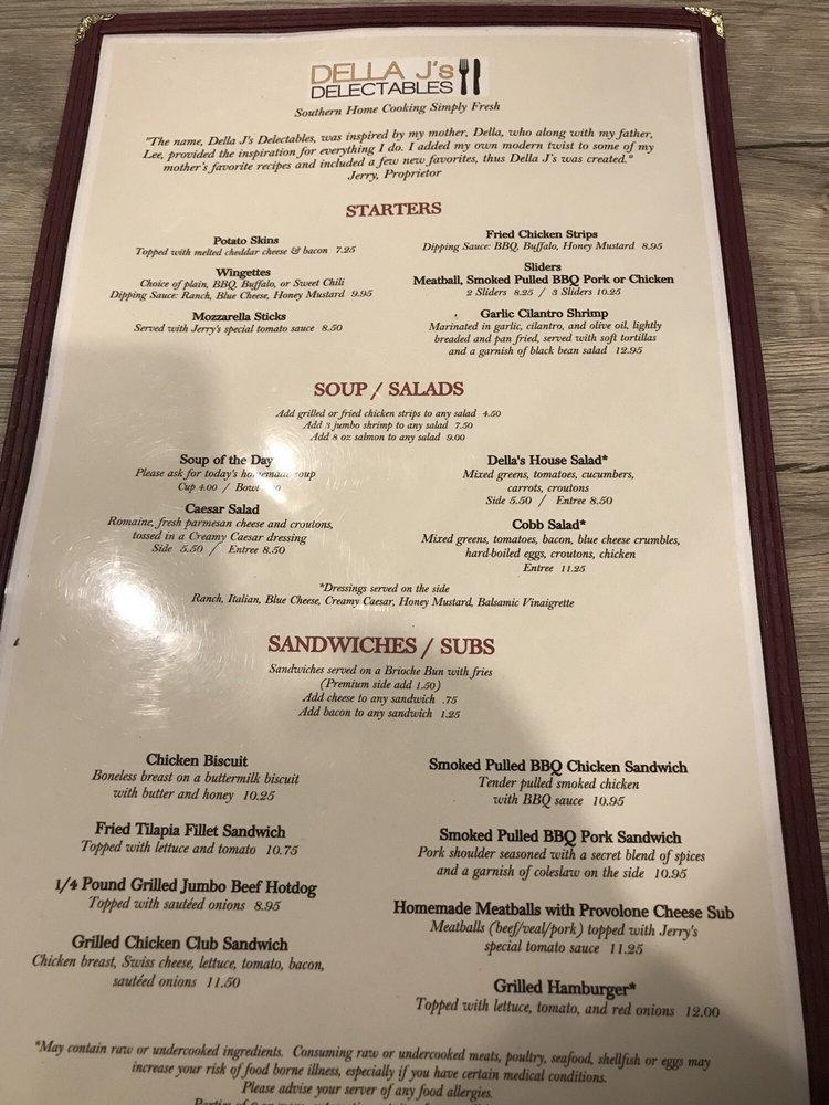 Menu at Della J's Delectables BBQ, Springfield
