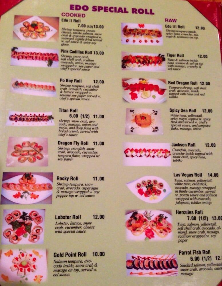 Menu at Edo Japanese Restaurant, Jackson