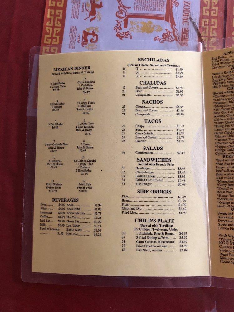 Menu at La Chinita's Restaurant, San Antonio
