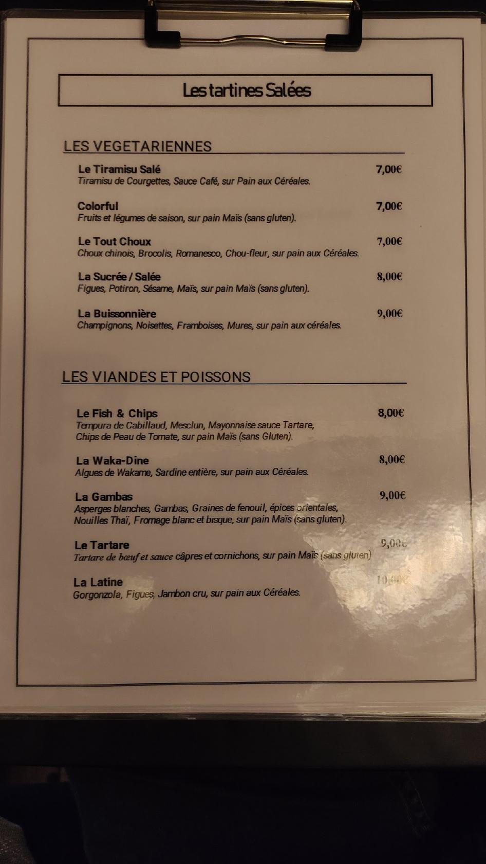 Carta del pub y bar La Cosca, Marsella