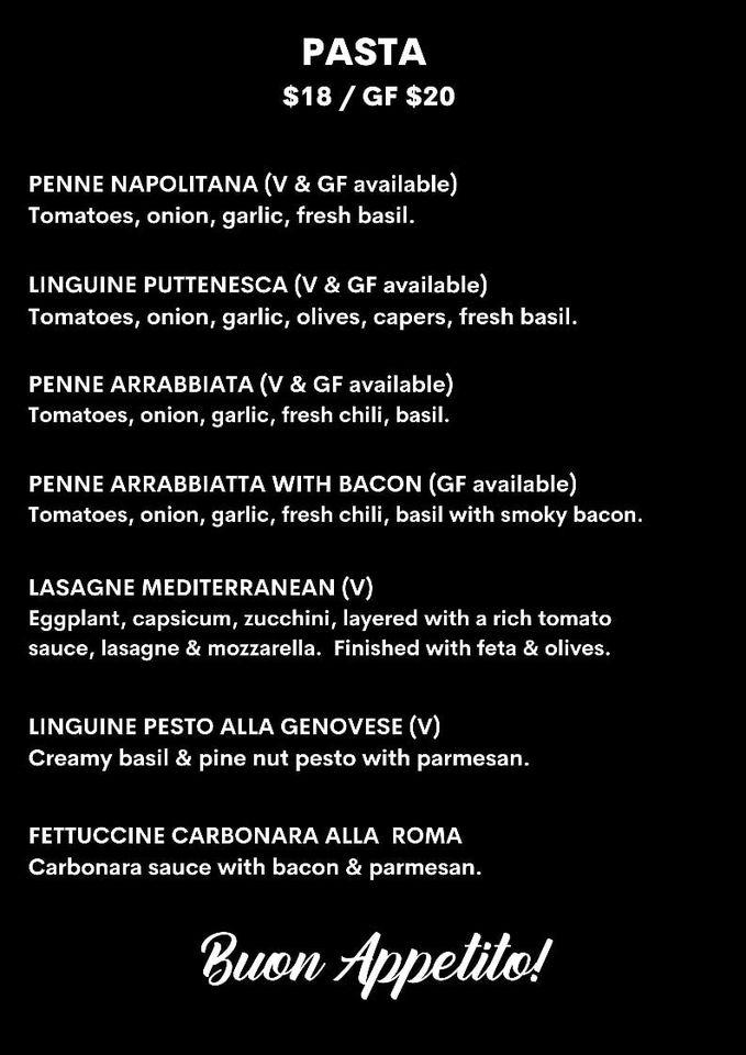 Menu at Little Italy cafe, Kingaroy