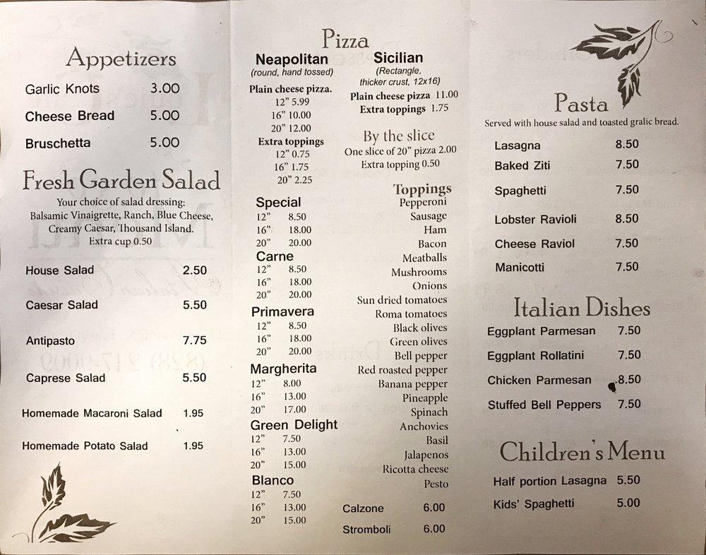 Menu at Louie's Cafe, Forest City