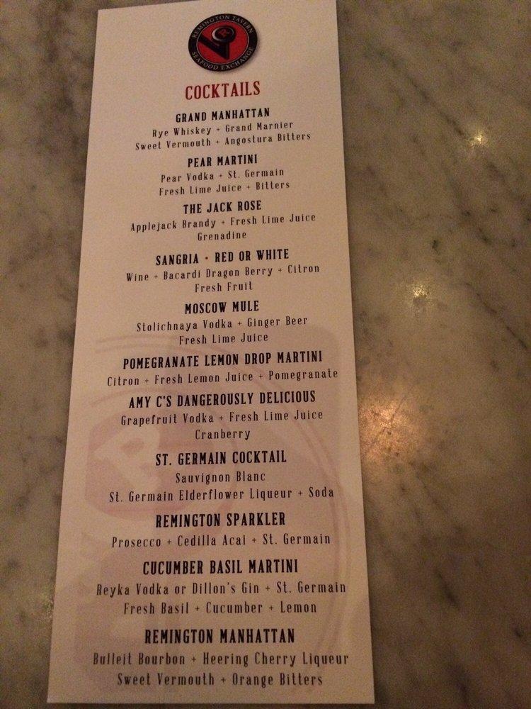Menu at Remington Tavern and Seafood Exchange pub & bar, North Tonawanda