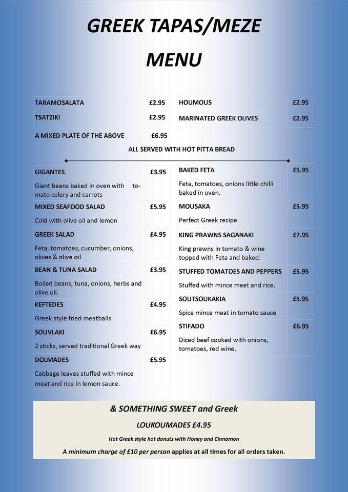 Menu at The Cafe Bar, Preston